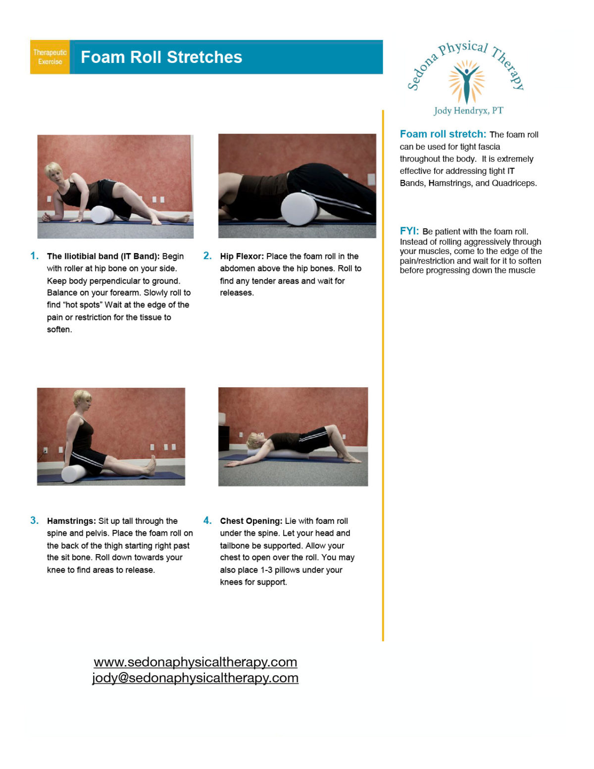 Foam Roller Stretches - Sedona Physical Therapy